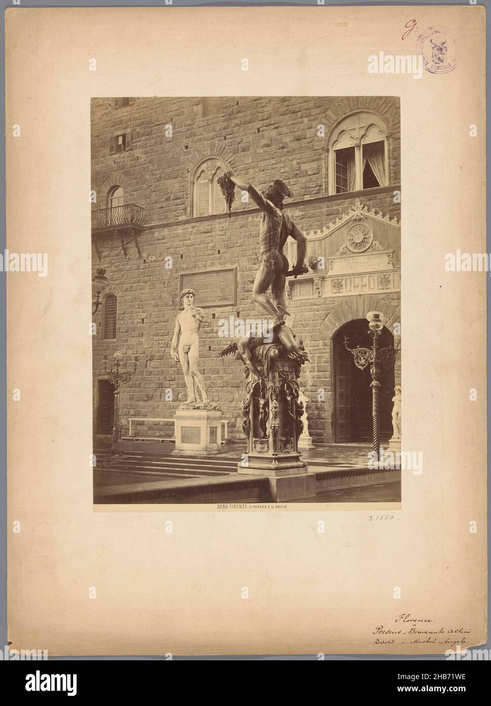 The David by Michelangelo and Perseus by Benvenuto Cellini in Piazza ...