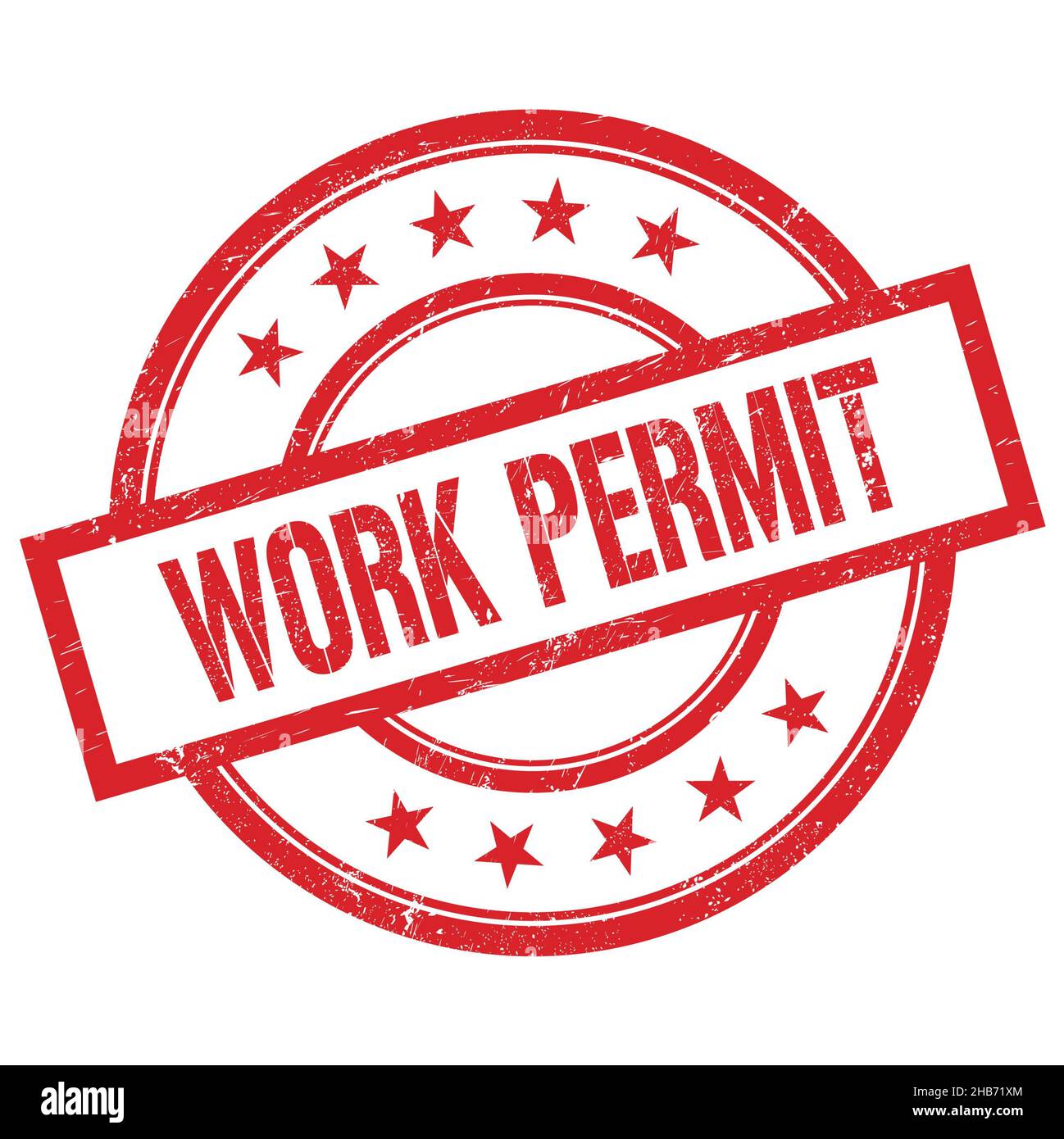 WORK PERMIT text written on red round vintage rubber stamp Stock Photo ...