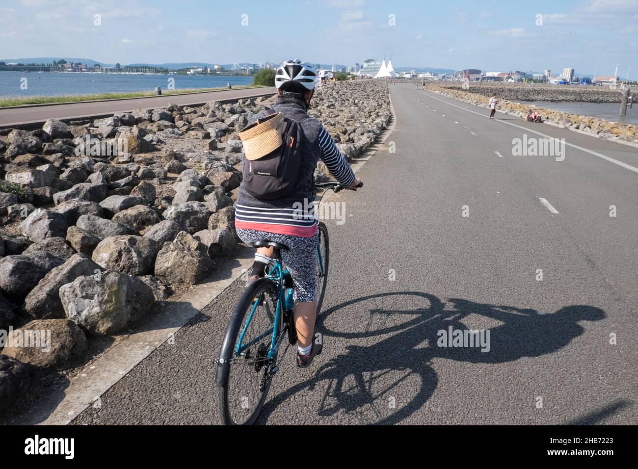 Cycling,bicycle,cyclist,cyclists,on,bike,path,at,Cardiff Bay,Cardiff ...
