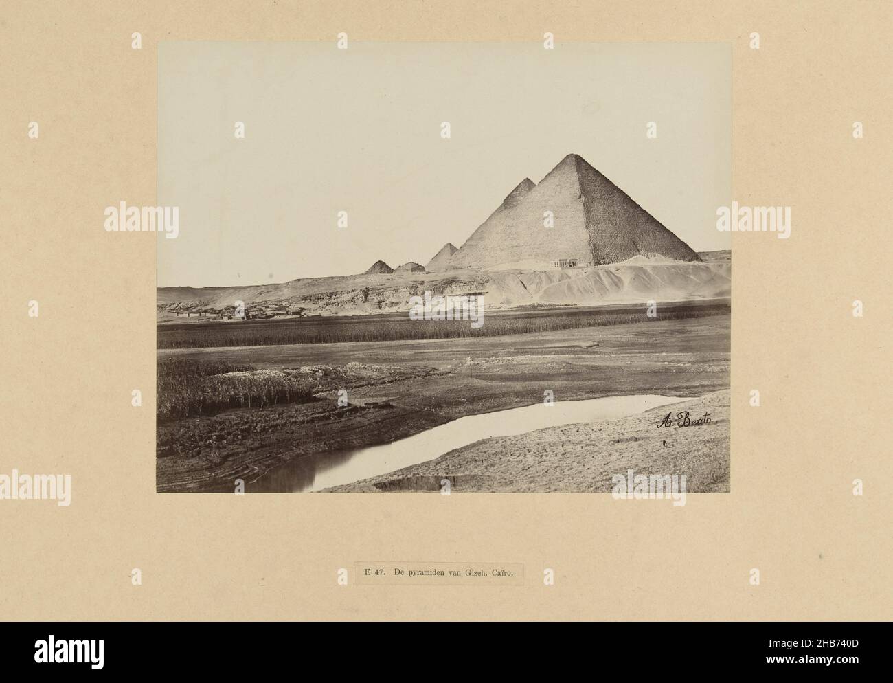 The pyramid of Giza, E 47. The pyramids of Giza. Cairo. (title on ...