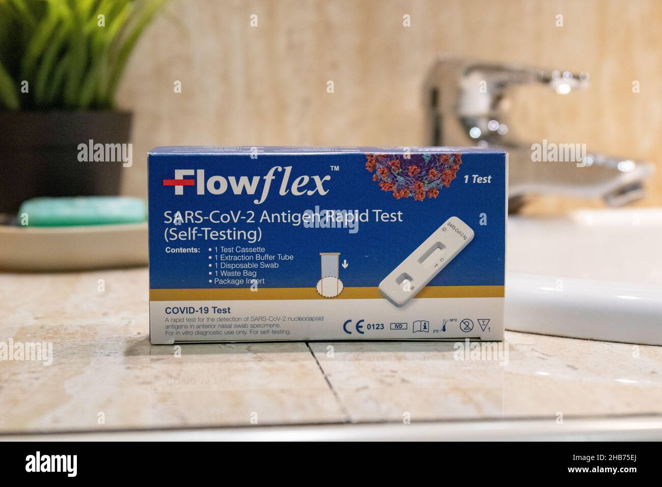 Madrid, Spain. 15th Dec, 2021. This photo shows a (flowflex) COVID-19 ...