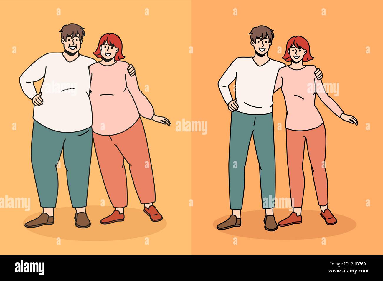 Fat Couple Woman Stock Vector Images Alamy