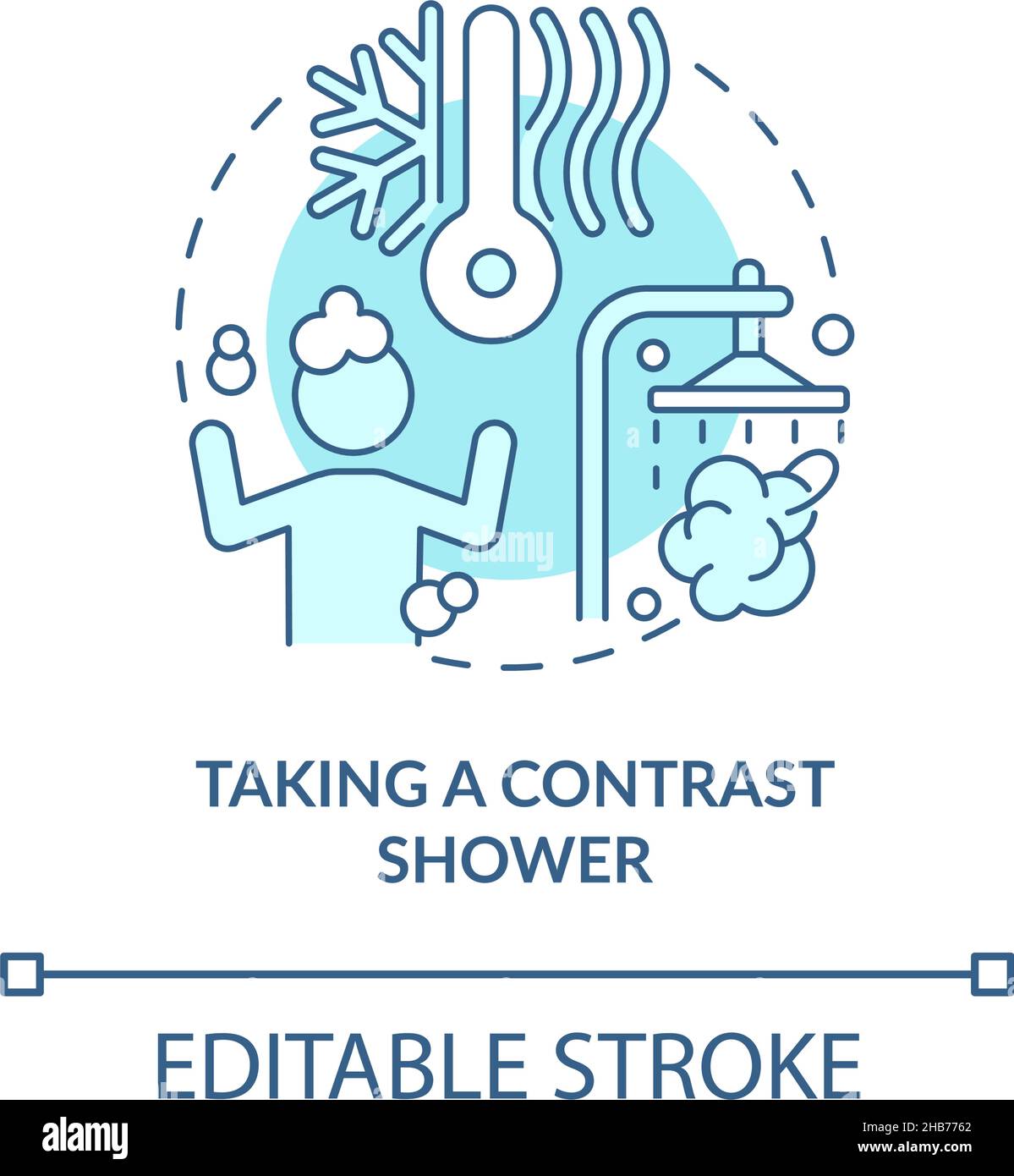 Taking contrast shower turquoise concept icon Stock Vector Image & Art ...