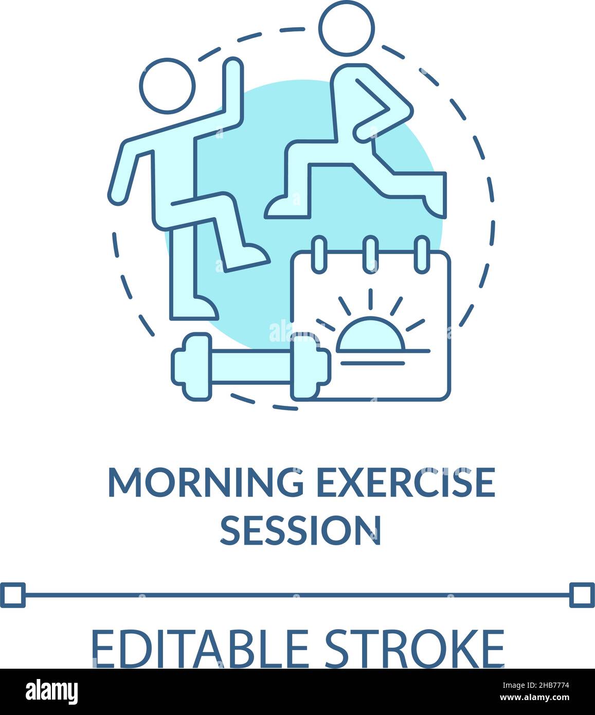 Morning exercise session turquoise concept icon Stock Vector Image ...