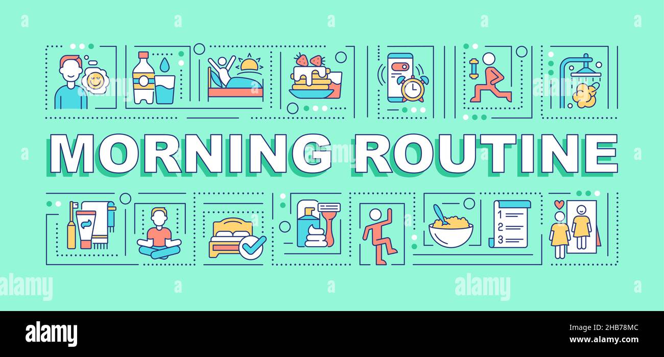 Morning routine word concepts green banner Stock Vector Image & Art - Alamy