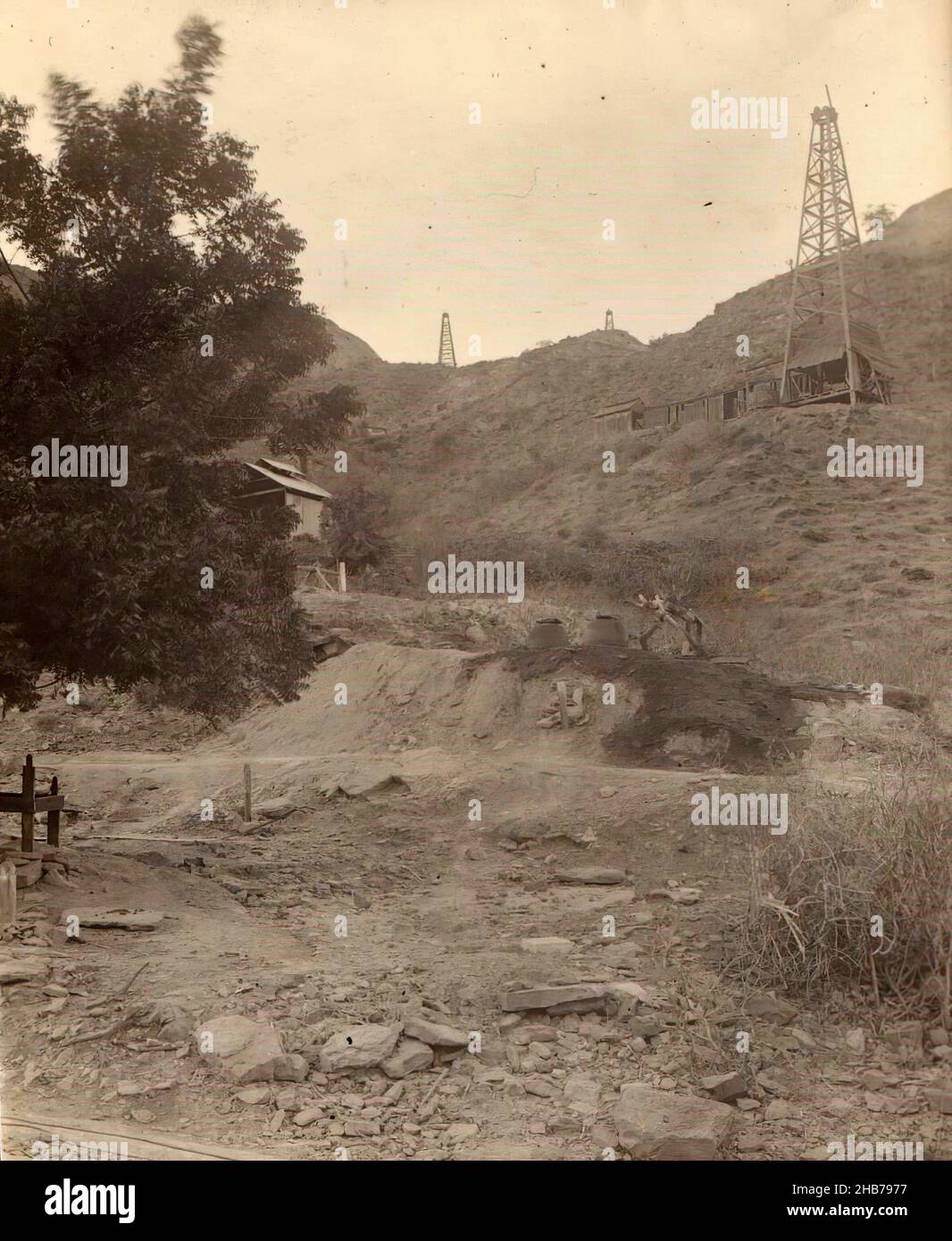 A mining area in the mountains, Southeast Asia, Jan Adriani (attributed ...