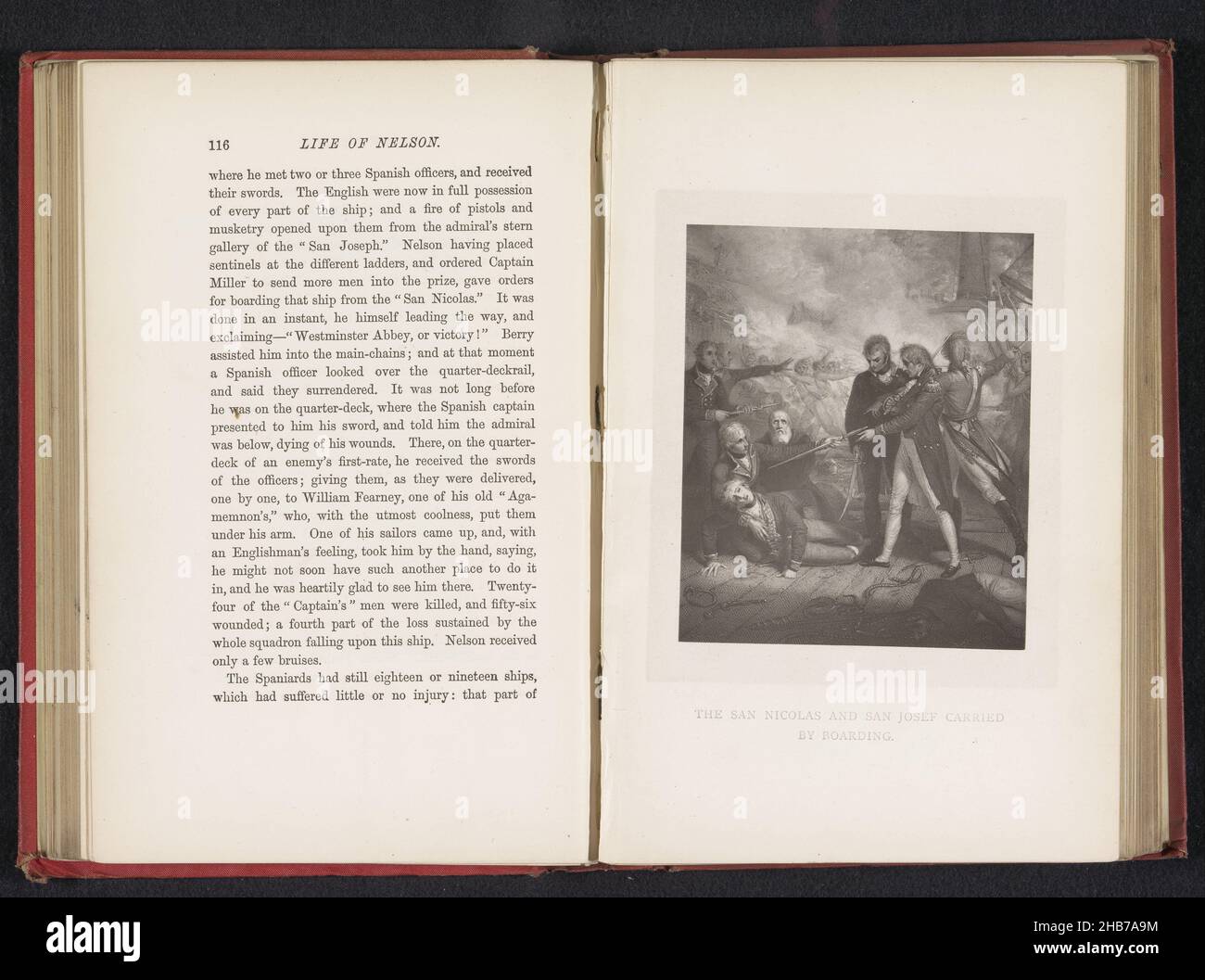 Photoreproduction of a print of presumably the naval battle at Cape St ...