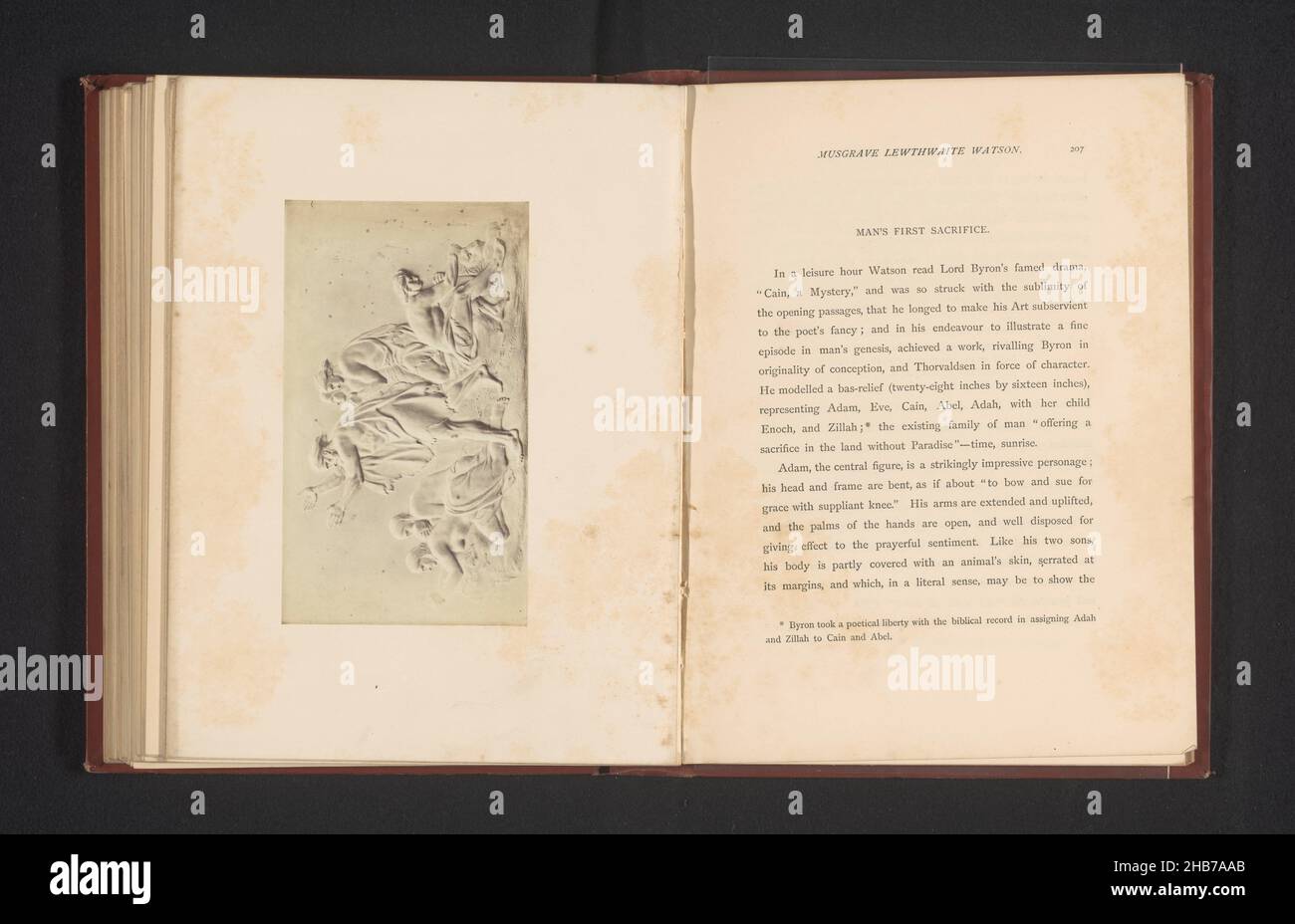 Relief, depicting the sacrifice of Adam and Eve and their children ...