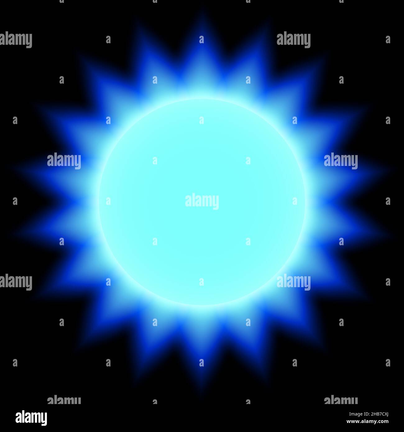 Abstract flash of the sun in blue. Natural gas. Neon illustration on a ...