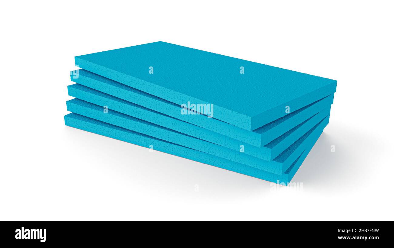3d render of Blue Styrofoam Sheets on a white isolated background Stock ...