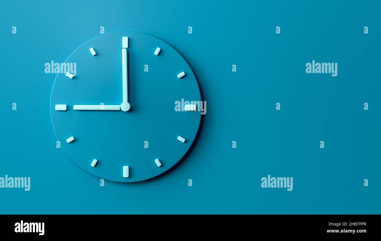 3d render of nine o'clock sea blue Office Wall Clock on a blue ...
