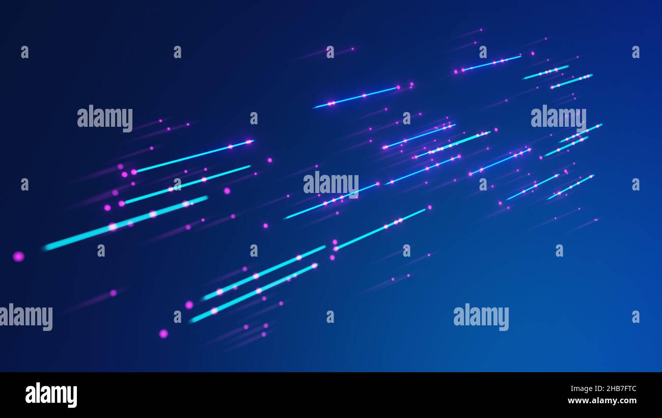 3d render of Fast Data transmission channel. Motion of digital data ...