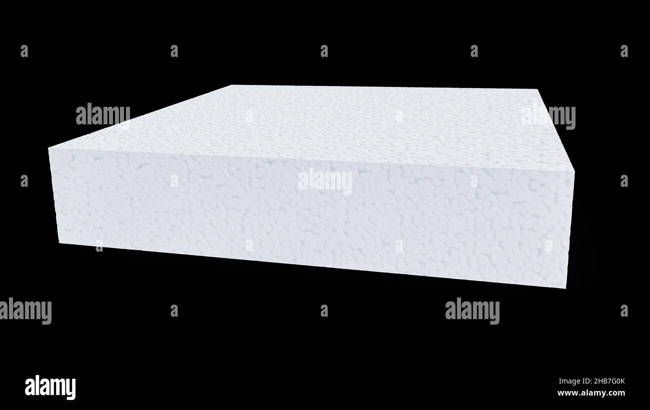 3d render of Styrofoam sheet cube isolated on Black background Stock ...