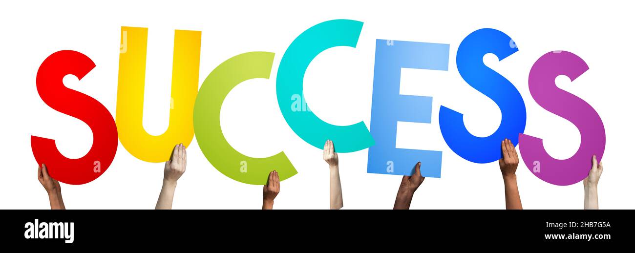 Success - human hands holding colorful letters Stock Photo - Alamy