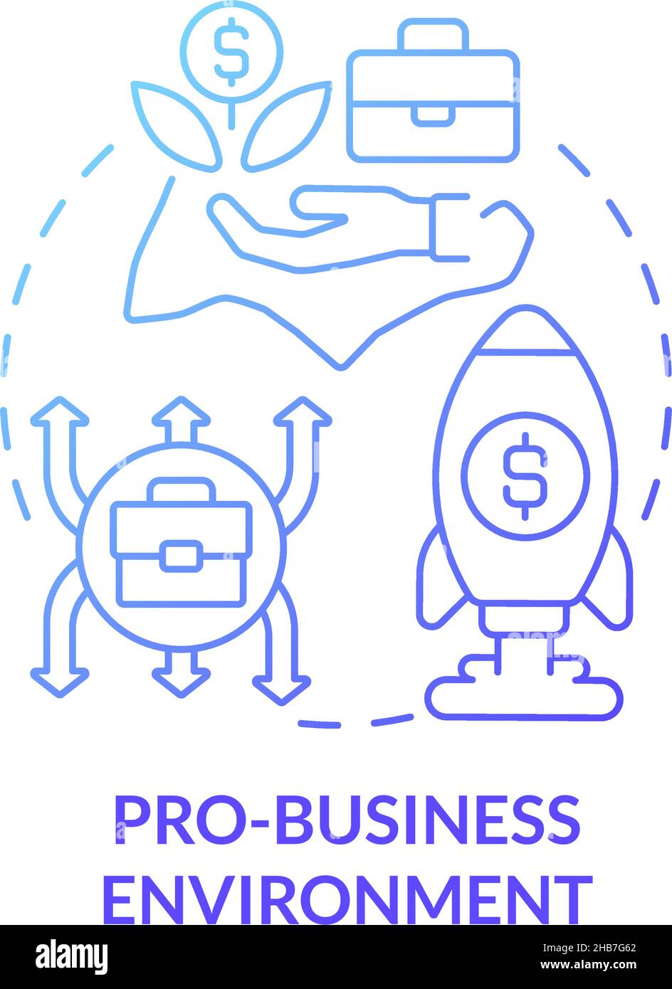 Pro-business environment blue gradient concept icon Stock Vector Image ...