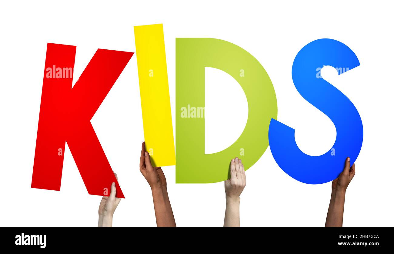 Children holding alphabet letters hi-res stock photography and images ...