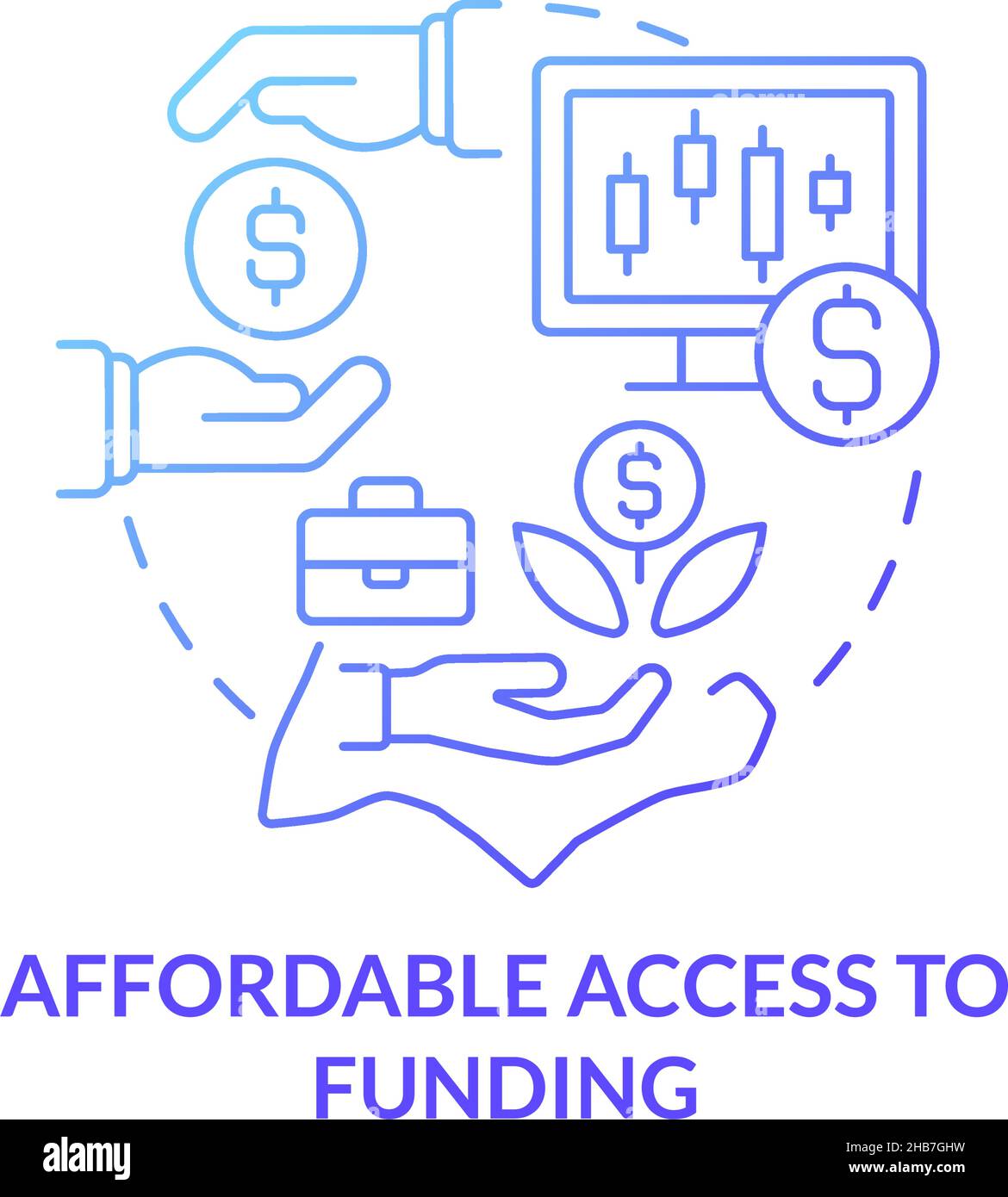 Affordable access to funding blue gradient concept icon Stock Vector ...