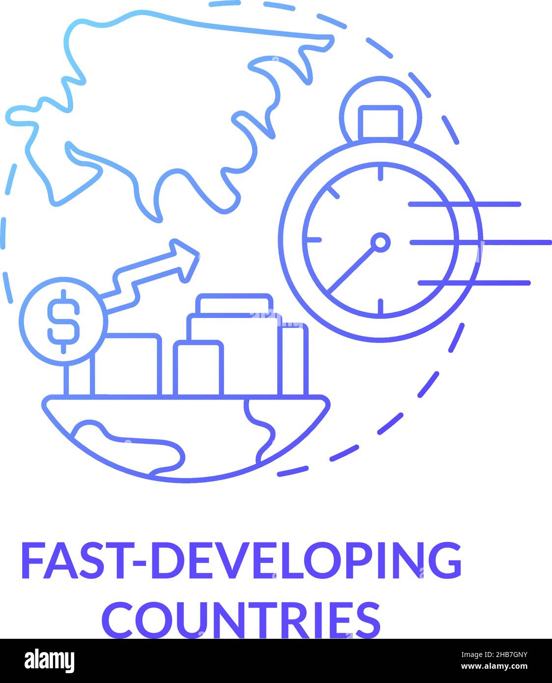 Fast-developing countries blue gradient concept icon Stock Vector Image ...