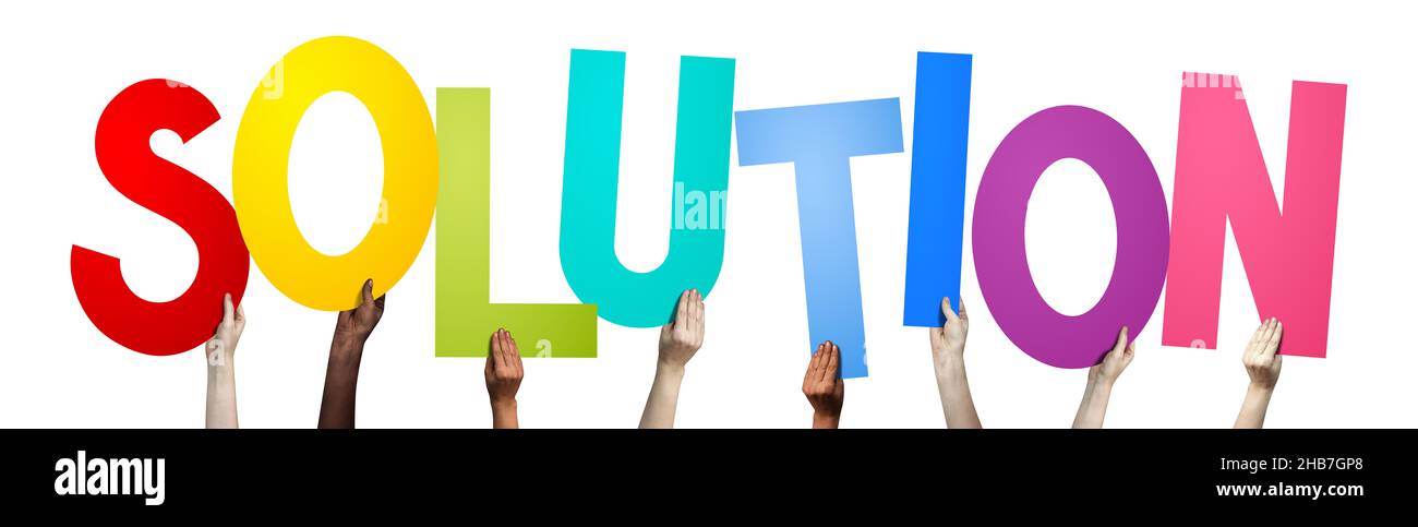 Solution - human hands holding colorful letters Stock Photo - Alamy Solution - human hands holding colorful letters Stock Photo - Alamy