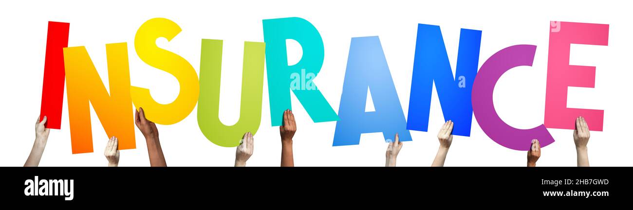 Insurance - human hands holding colorful letters Stock Photo - Alamy