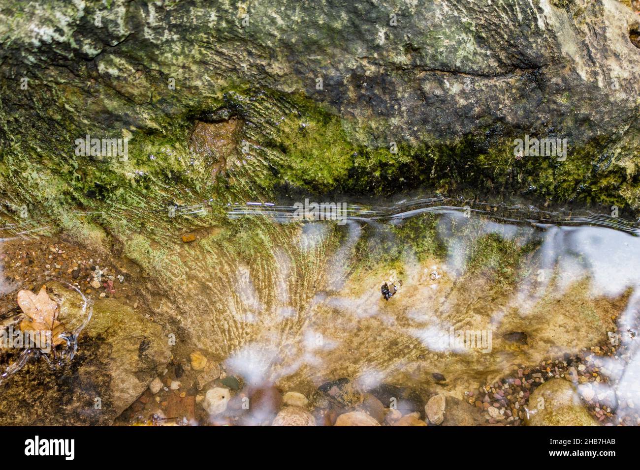 Limestone rock sticking out of the water, stone in the river Stock ...