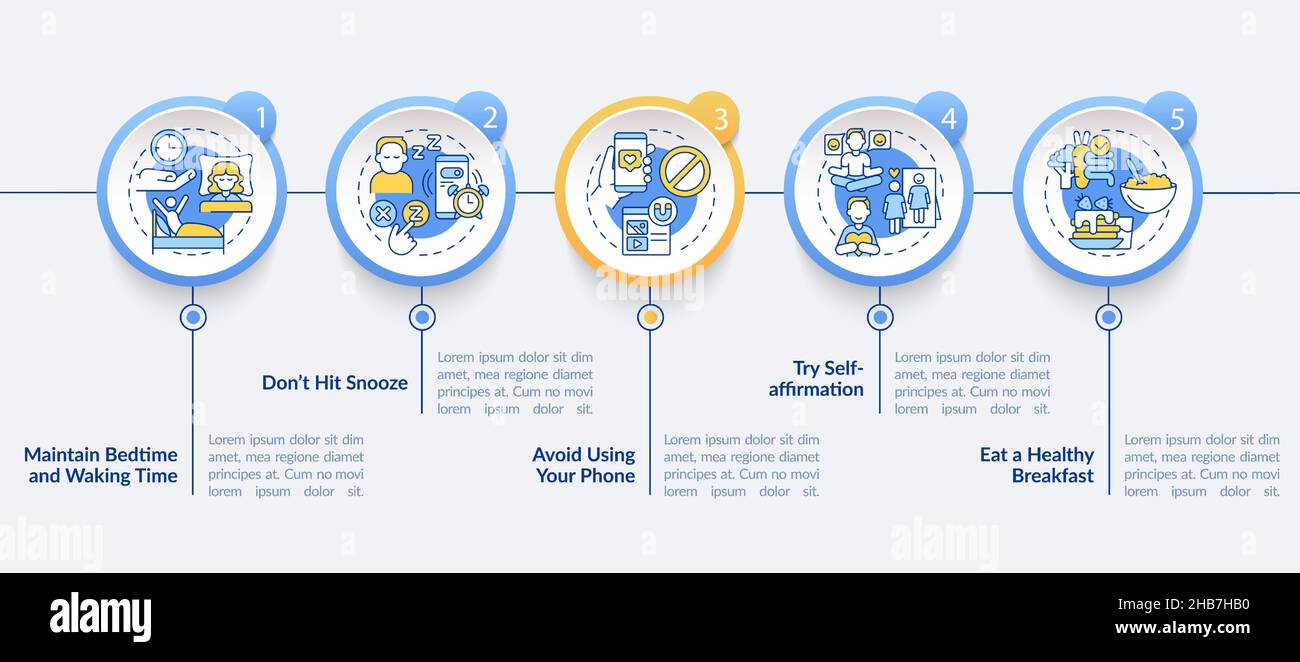 Tips for building morning routine blue circle infographic template ...