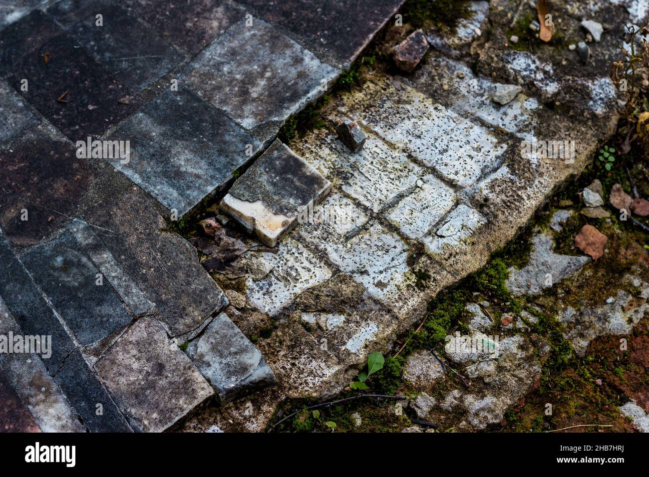 Texture of old broken marble tiles on the street close up Stock Photo ...