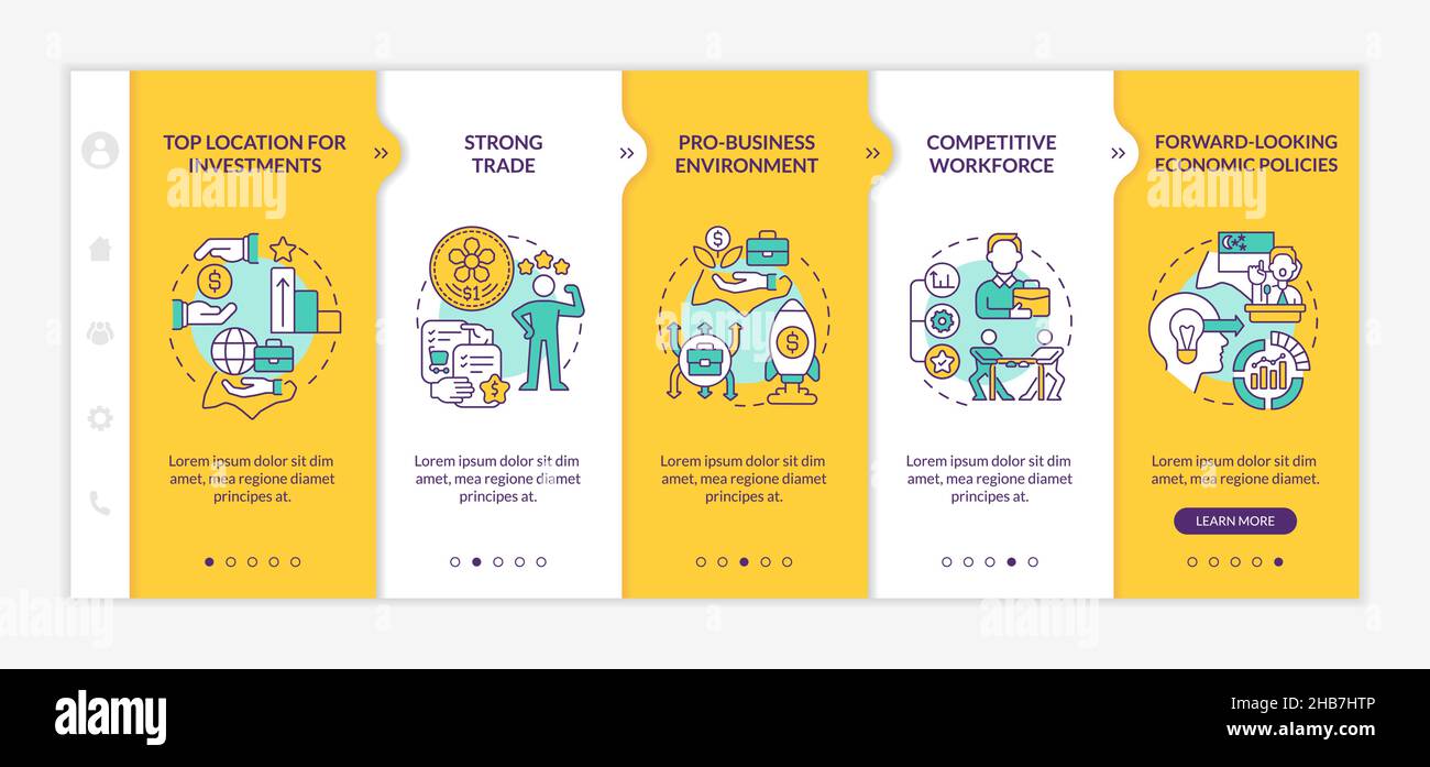 Doing business in Singapore yellow and orange onboarding template Stock ...