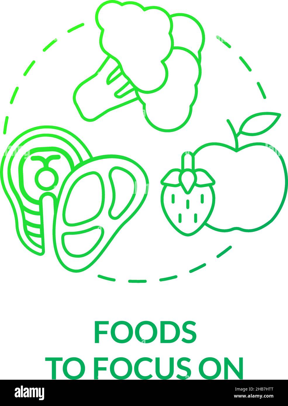 Foods to focus green gradient on concept icon Stock Vector Image & Art ...