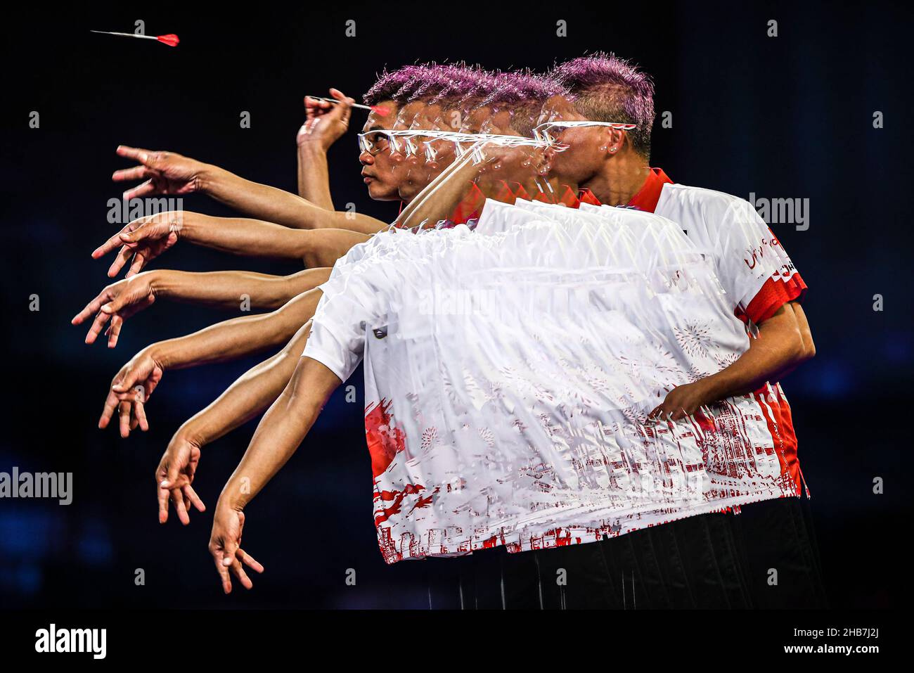 Multiple exposure of Royden Lam in action during day three of the ...