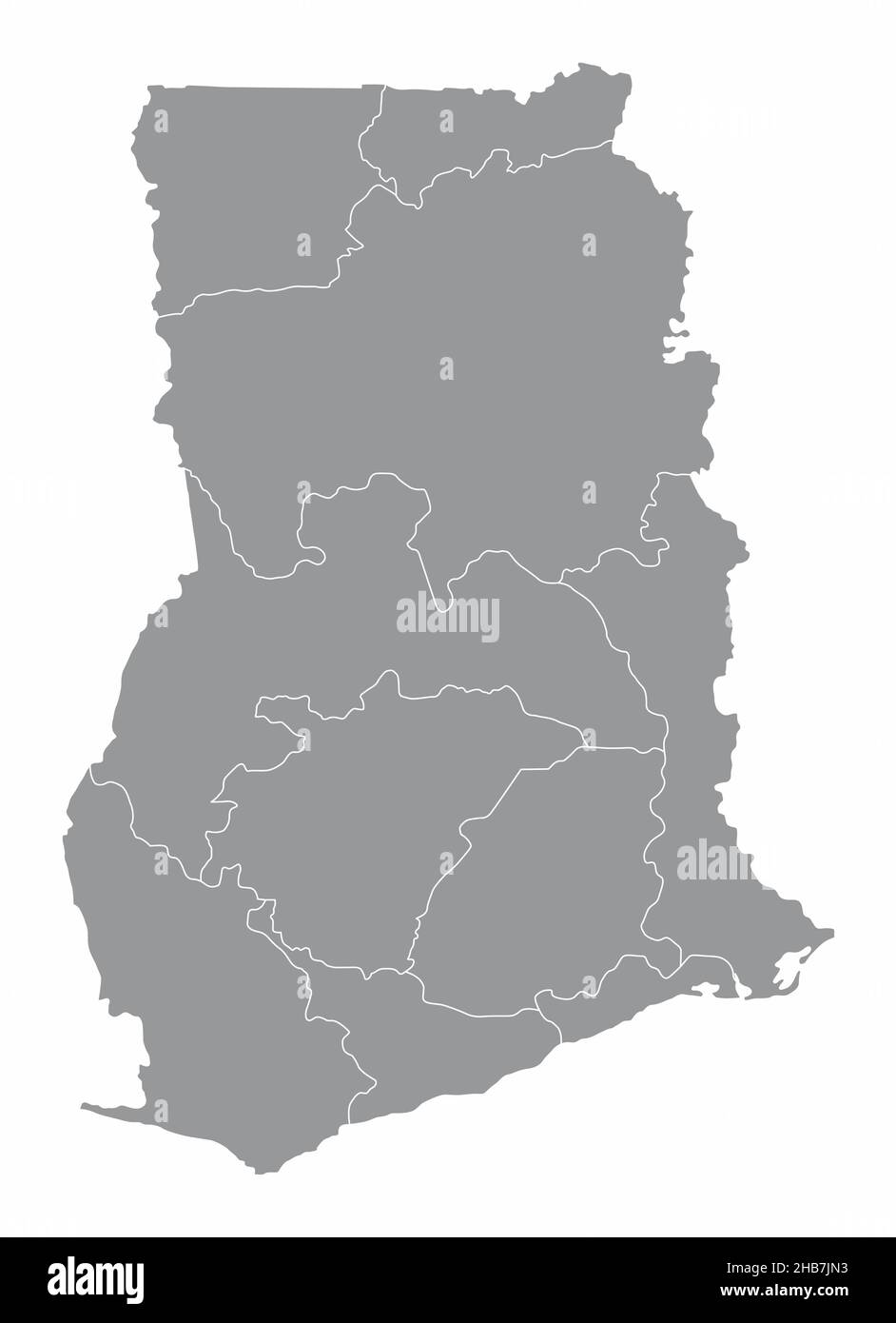 Ghana administrative map isolated on white background Stock Vector ...