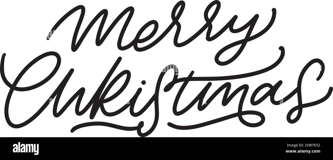 Merry Christmas Vector Brush Lettering Hand Drawn Modern Brush