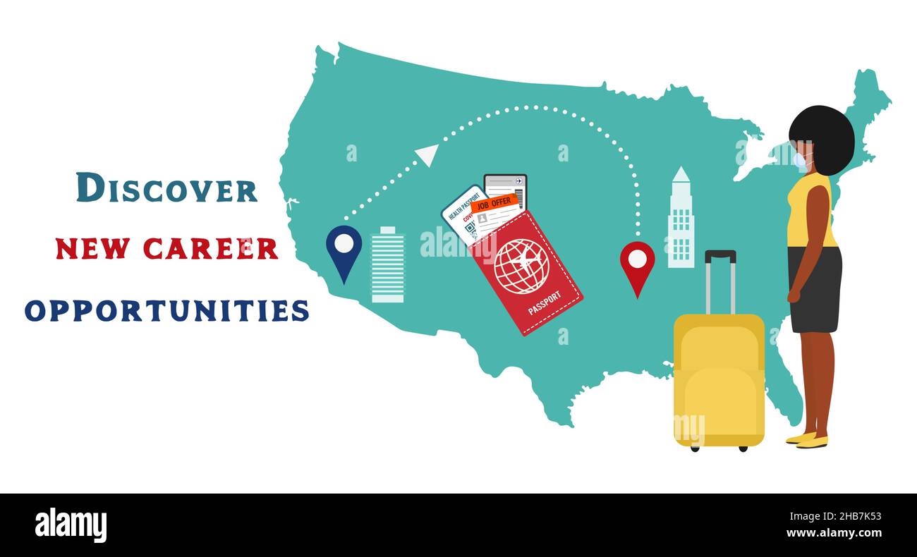 Vector illustration New career opportunities Relocation. Career ...
