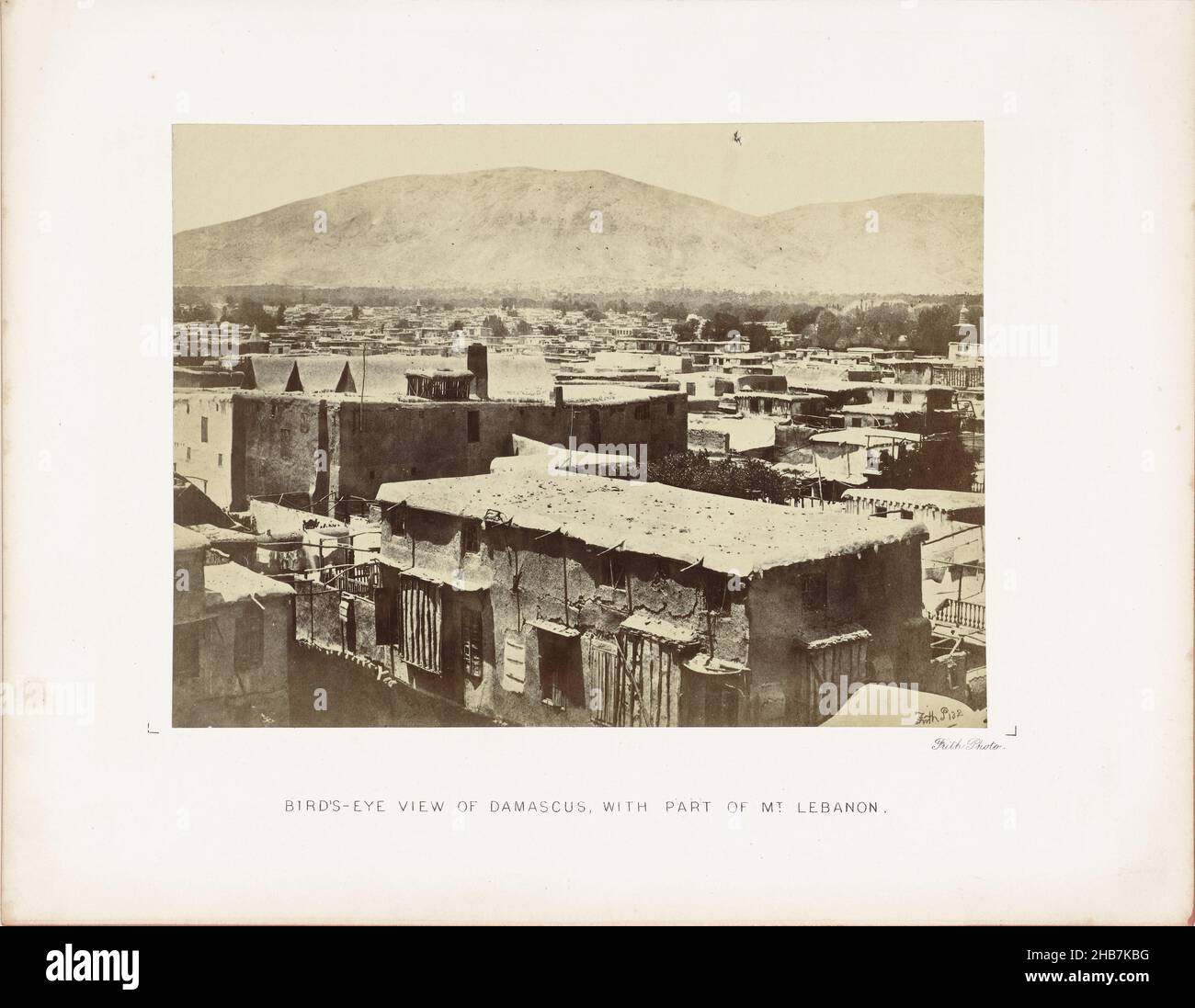 View of Damascus, with the Anti-Lebanon in the distance, Bird's-eye ...