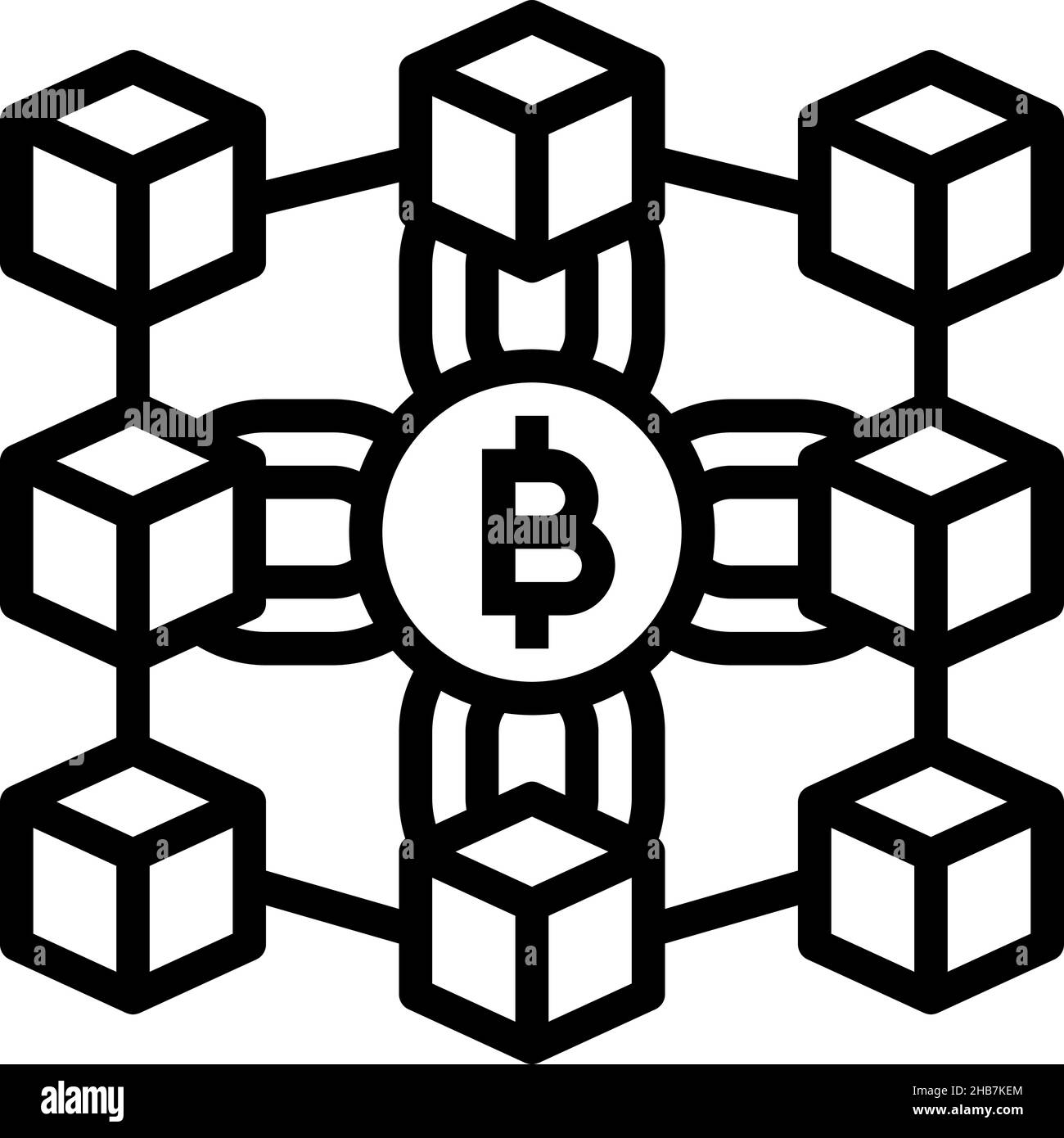 blockchain finance technology line icon vector illustration Stock ...
