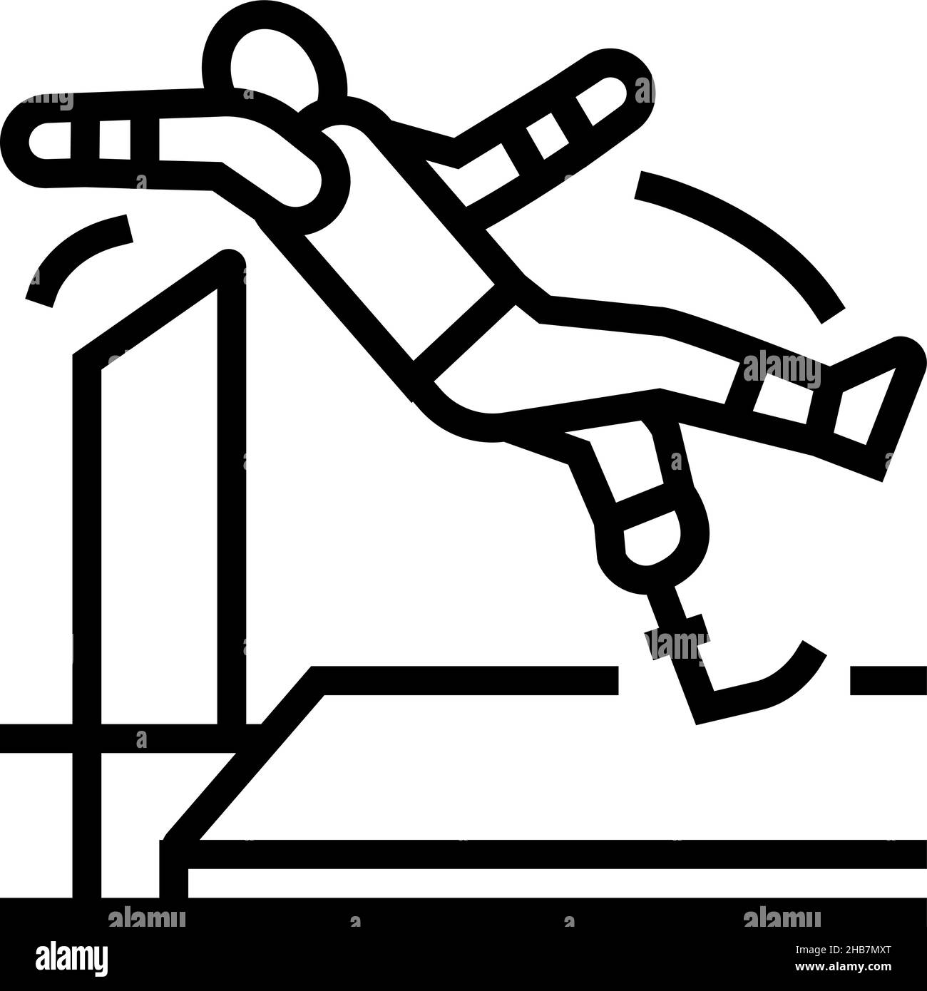 high jump handicapped athlete line icon vector illustration Stock ...