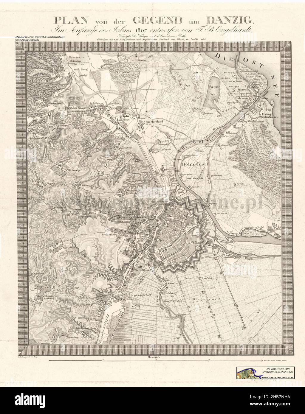 Danzig Map, Map of Danzig, Danzig Print, Danzig Plan, Danzig Poster ...