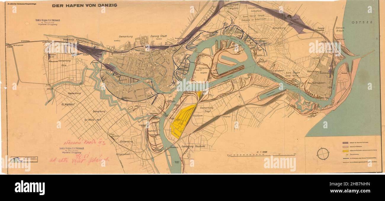 Gdansk Map, Map of Gdansk, Old Danzig Map, Retro Danzig, Vintage Gdansk ...