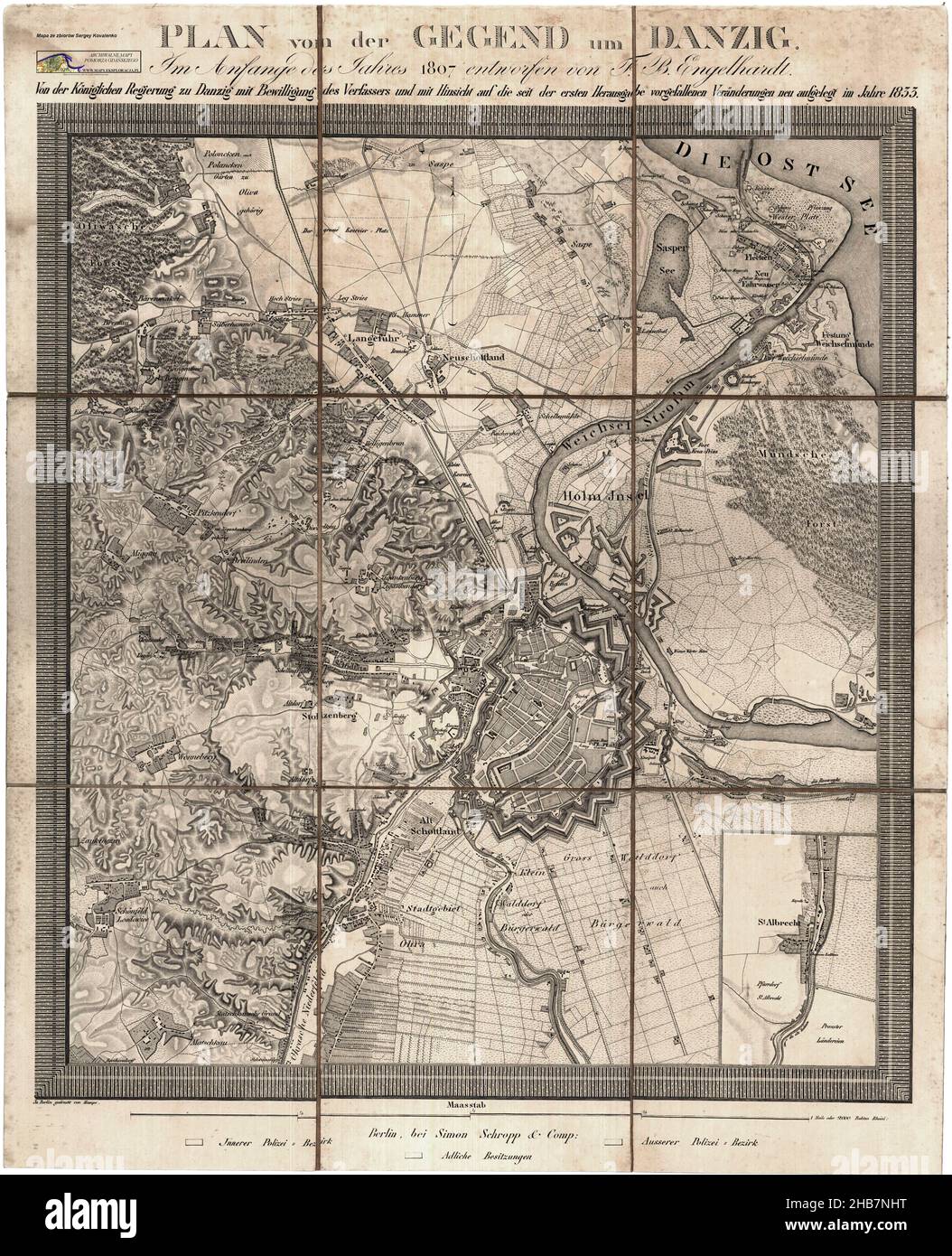 Danzig Map, Map of Danzig, Danzig Print, Danzig Plan, Danzig Poster ...