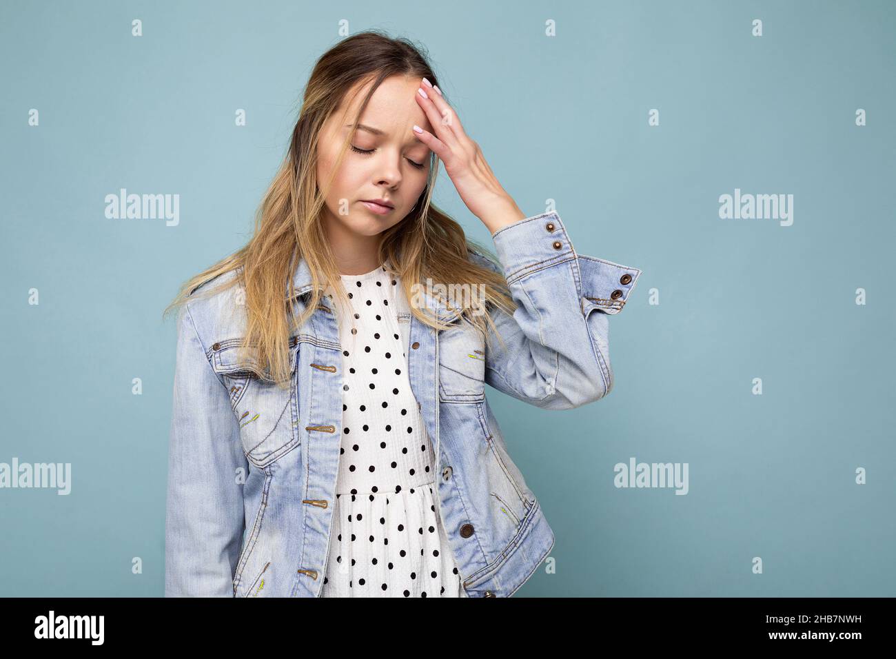 Photo of young sad upset attractive blonde woman with sincere emotions ...