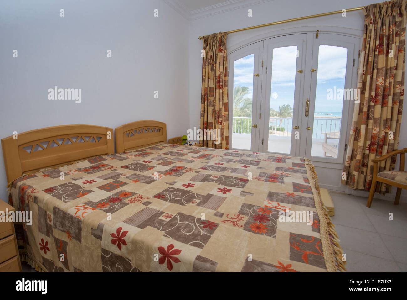 Interior design decor furnishing of luxury show home bedroom with ...