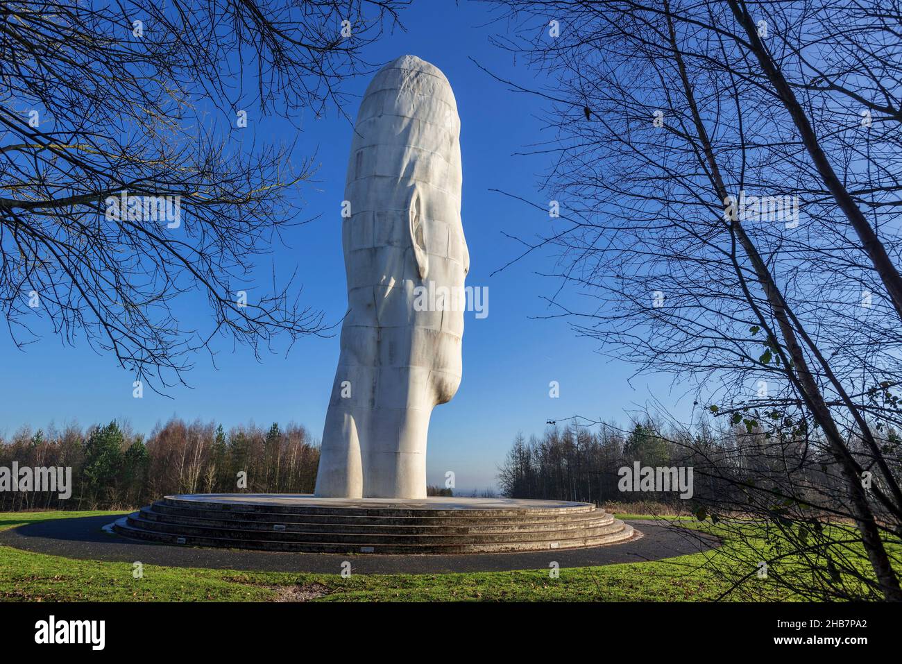The Dream statue of a girls head at the Sutton Manor Woodlands on the ...