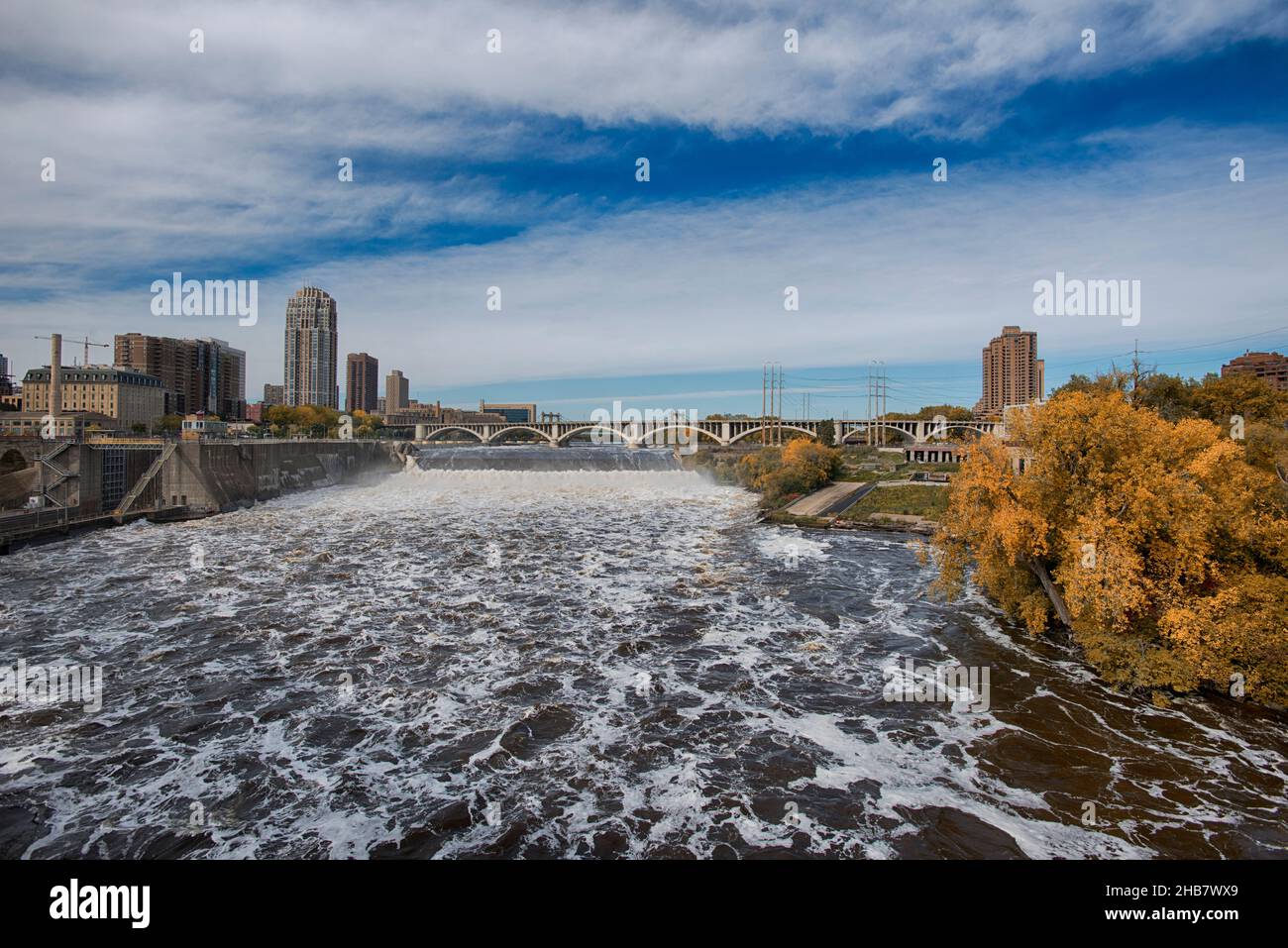 Saint Anthony Falls Lock and Dam. Minneapolis, Minnesota Stock Photo ...