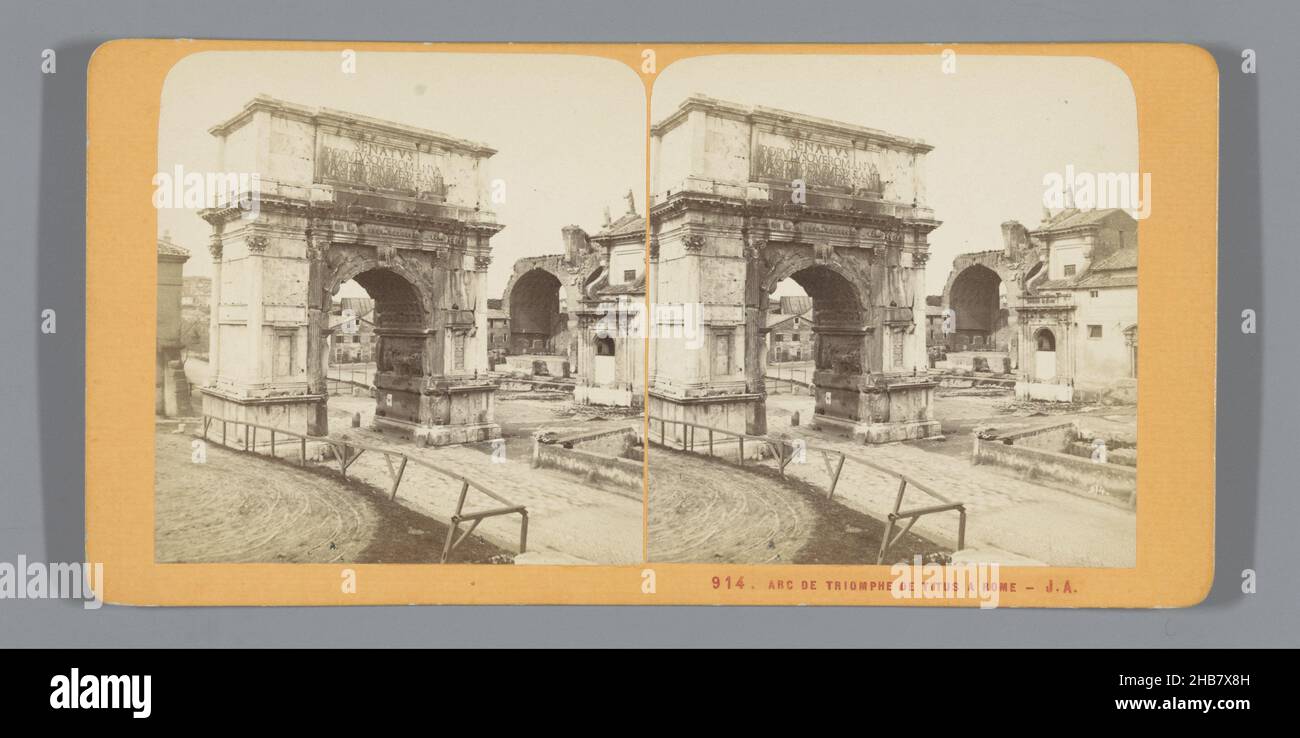 View of the Arch of Titus, Arc de Triomphe de Titus a Rome (title on ...
