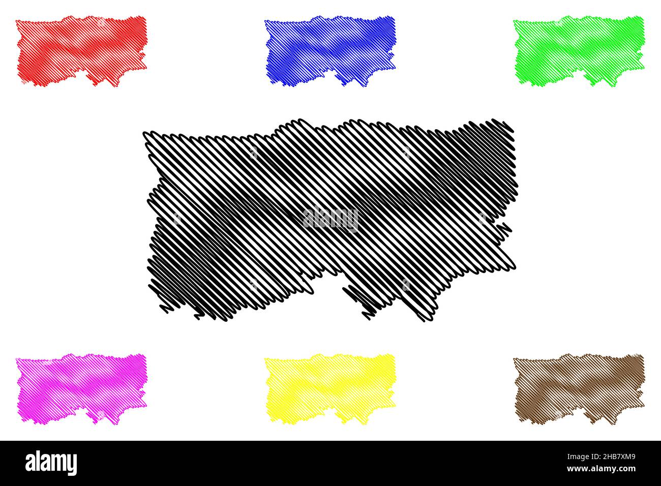 Ludhiana district (Punjab State, Republic of India) map vector ...