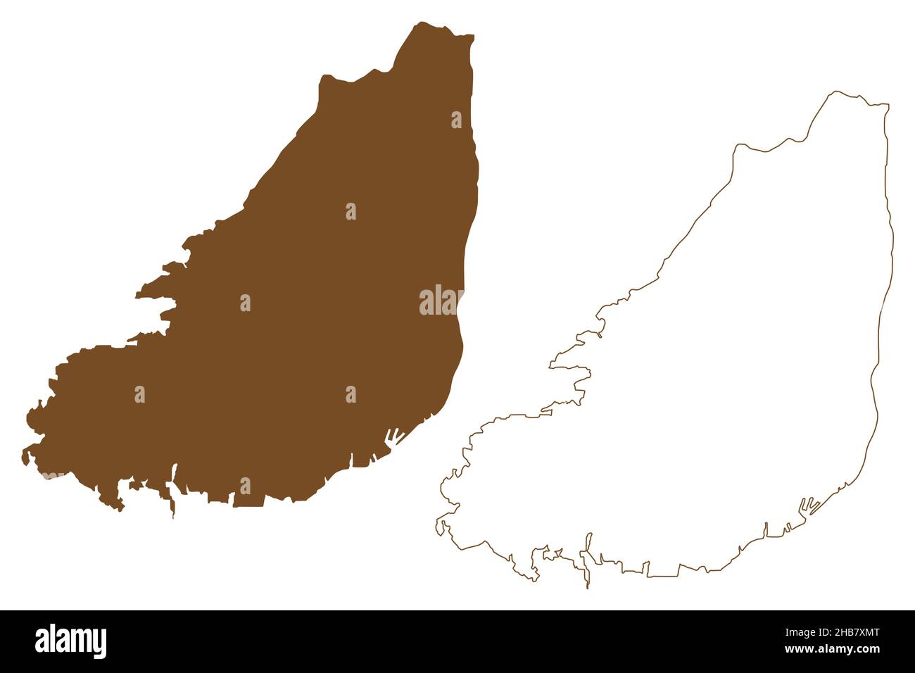 Hisingen island (Kingdom of Sweden) map vector illustration, scribble ...