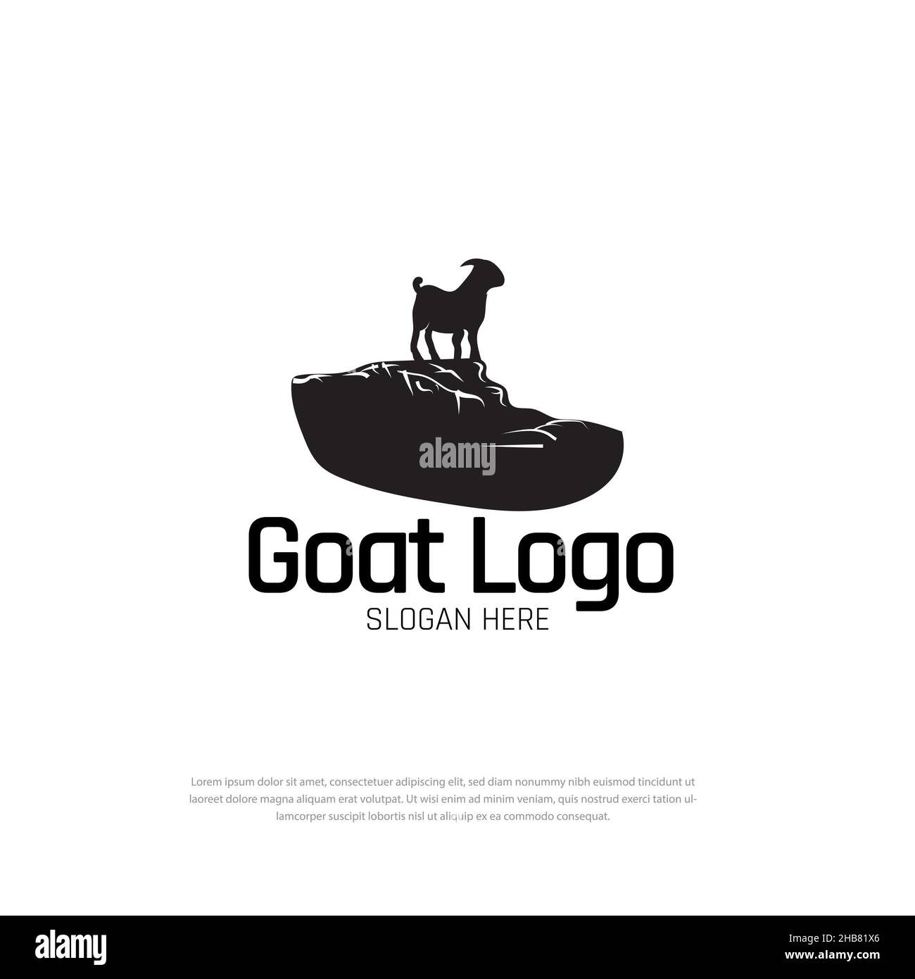 Goat logo on top of hill vector icon illustration design goat on hill ...