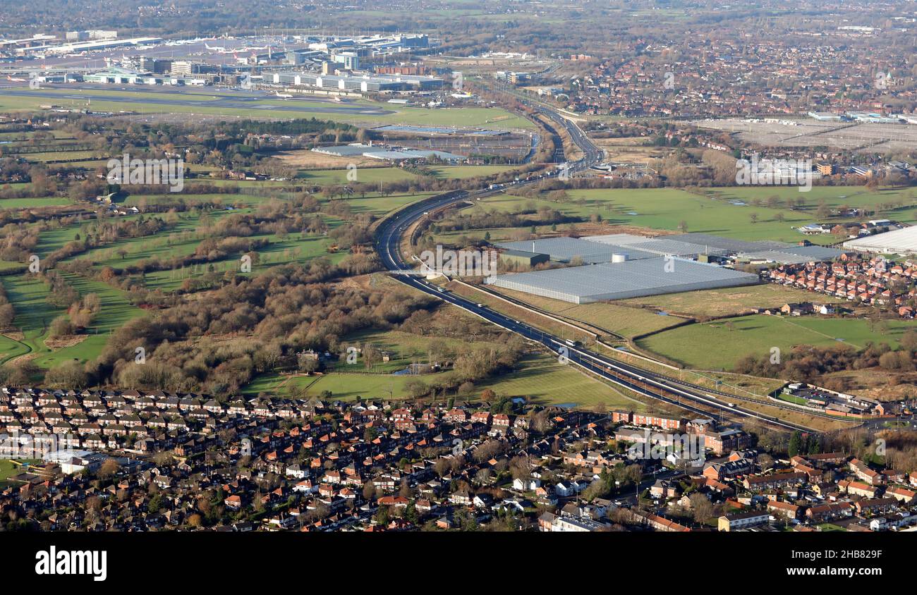 aerial view of Manchester Airport Eastern Link Road, the A555, from the ...