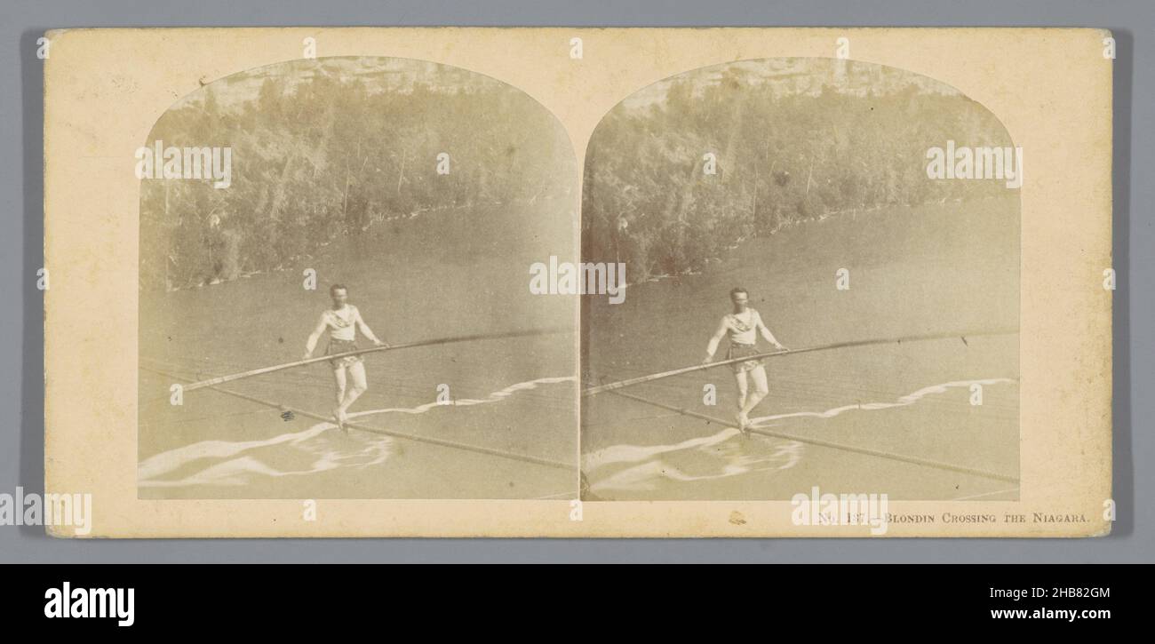 Tightrope walker emilie blondin walks across hi-res stock photography ...