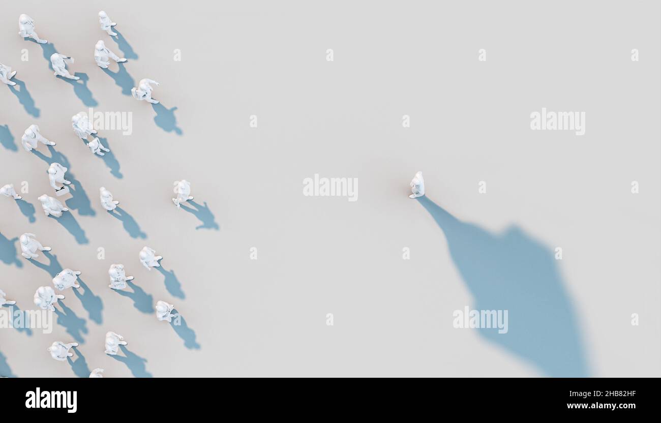 people with shadows and leader with giant shadow. 3d models Stock Photo ...